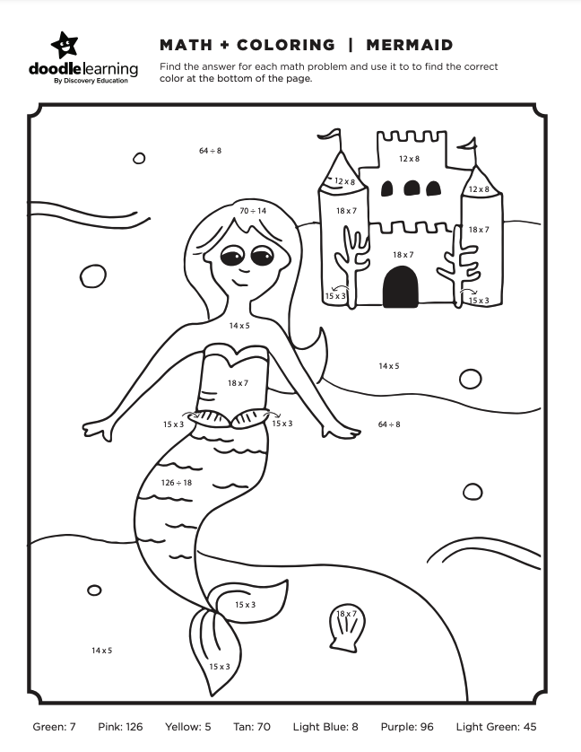 50+ Free Math Coloring Pages for K-5 - DoodleLearning