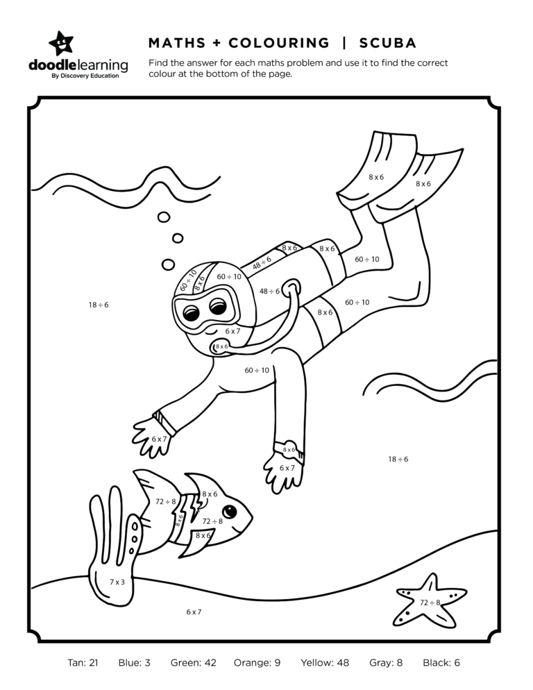 50 Free Maths Colouring Sheets for Kindergarten - Year 5 | DoodleLearning