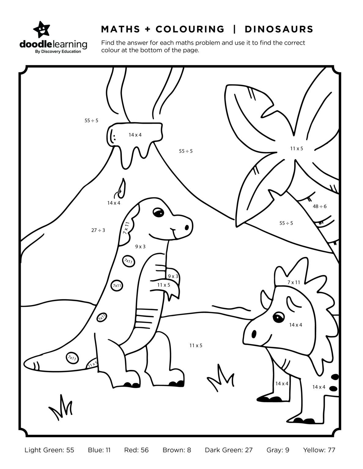 50 Free Maths Colouring Sheets for Kindergarten - Year 5 | DoodleLearning