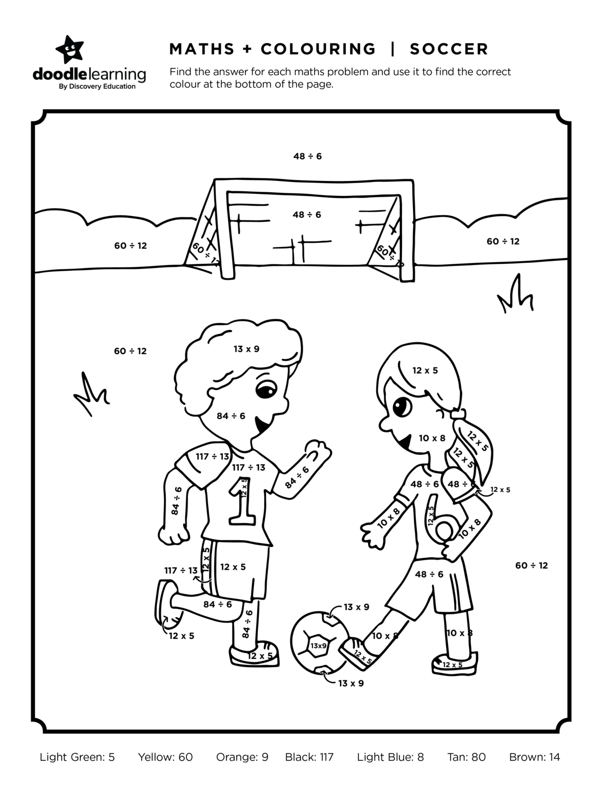 50 Free Maths Colouring Sheets for Kindergarten - Year 5 | DoodleLearning