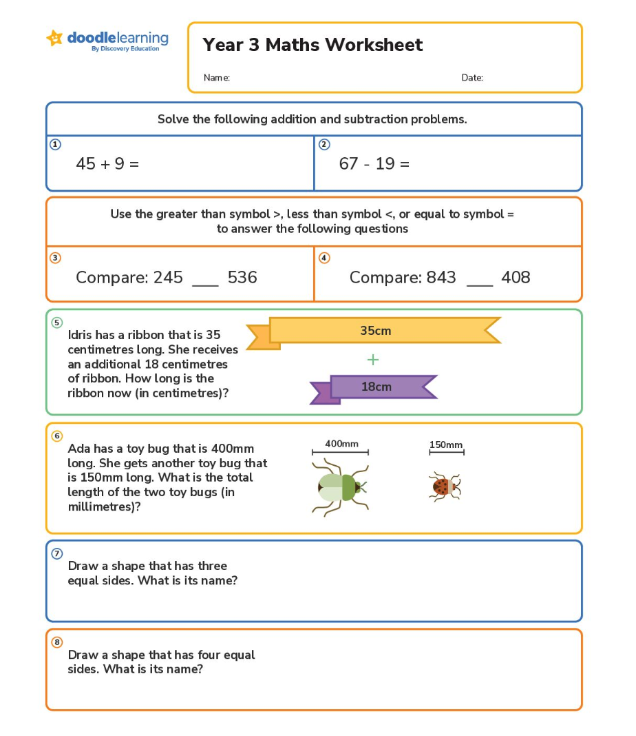 40 Free Printable Maths Worksheets for Kids | DoodleLearning