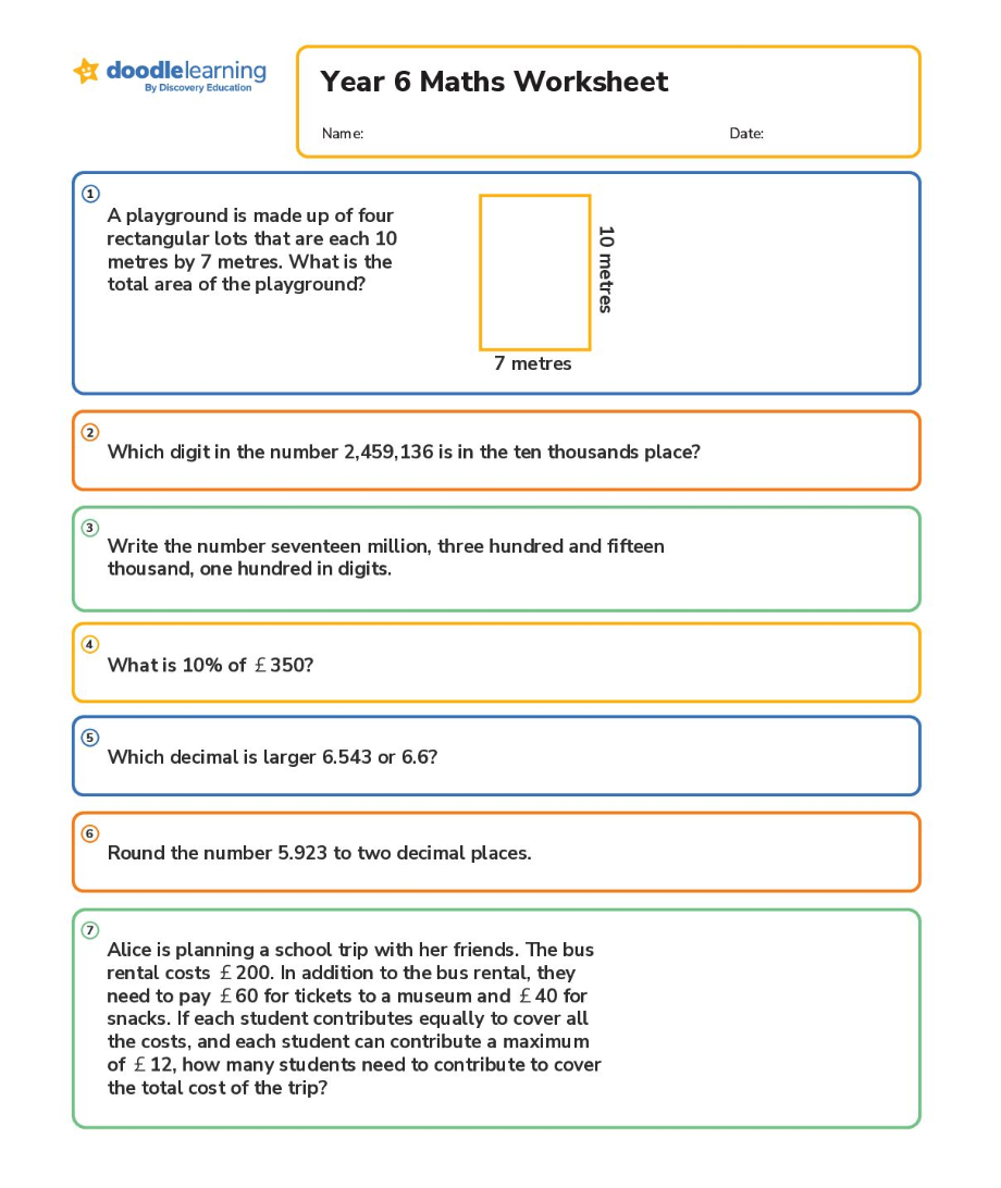 40 Free Printable Maths Worksheets for Kids | DoodleLearning