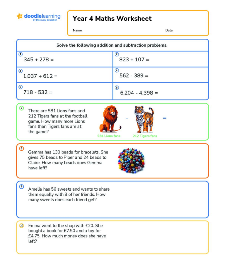 40 Free Printable Maths Worksheets for Kids | DoodleLearning