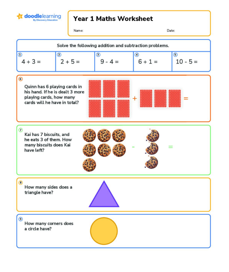 40 Free Printable Maths Worksheets for Kids | DoodleLearning