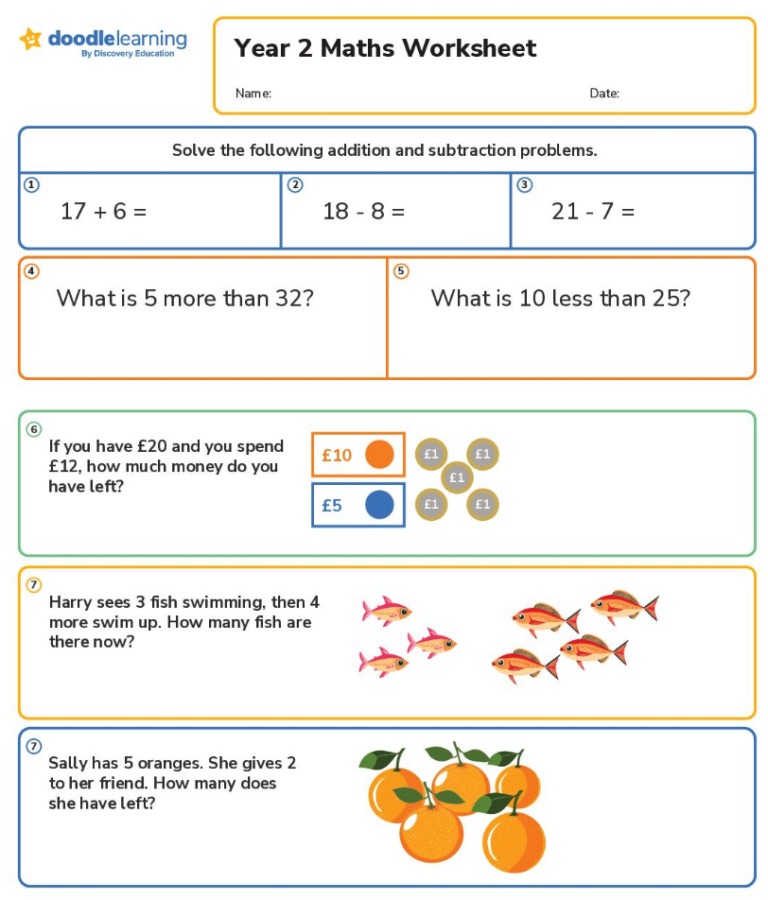 40 Free Printable Maths Worksheets for Kids | DoodleLearning